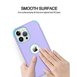 BENTOBEN iPhone 13 Pro Max Case, Phone Case iPhone 13 ProMax 6.7, Heavy Duty 2 in 1 Full Body Rugged Shockproof Protection Hybrid Hard PC Bumper Drop Protective Girls Women Boys Men Cover, Purple/Mint