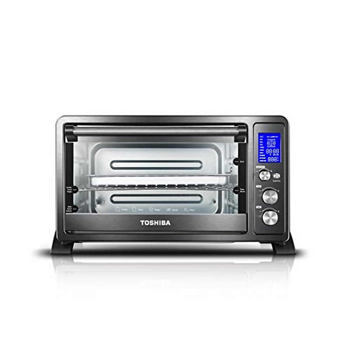 Toshiba AC25CEW-BS Digital Toaster Oven & EM131A5C-BS Microwave Oven with Smart Sensor, Easy Clean Interior, ECO Mode and Sound On/Off, 1.2 Cu.ft, Black Stainless Steel