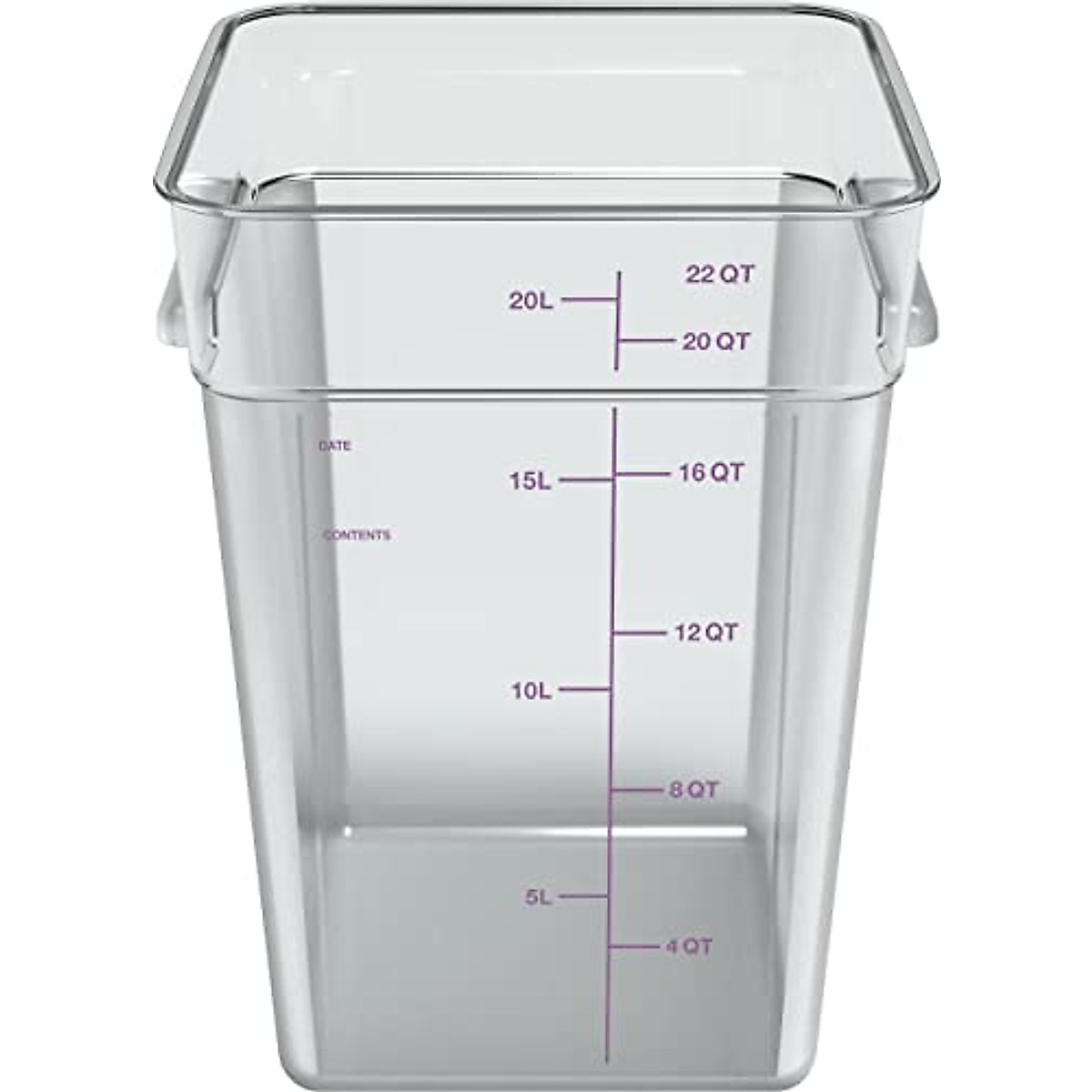 Carlisle FoodService Products Squares Square Food Storage Container with Stackable Design for Catering, Buffets, Restaurants, Polycarbonate (Pc), 22 Quarts, Clear