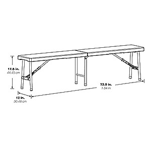 Office Star Resin Furniture for Indoor or Outdoor Use, Single, Fold in Half 6 Foot Bench