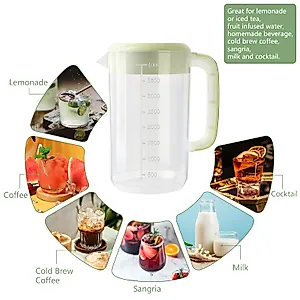 BPFY 1 Gallon 4 Litre Clear Plastic Pitcher with Lid, 2 Pack Clear Water Pitcher for Cold Drinks, Iced Tea Pitcher for Lemonade, Iced Tea, Milk, Juice, Beverages.