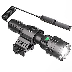 POVAST Tactical Flashlight Picatinny Rail Mount 1600 Lumens Side Switch Remote Pressure Switch USB Rechargeable, Matte Black