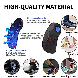 Arch Support, 330+ lbs Plantar Fasciitis Insoles, 3/4 Length Orthotic Inserts for Women & Men Heel Pain, Flat Feet,Heavy Duty Strong Support Pain Relief for Walking Running