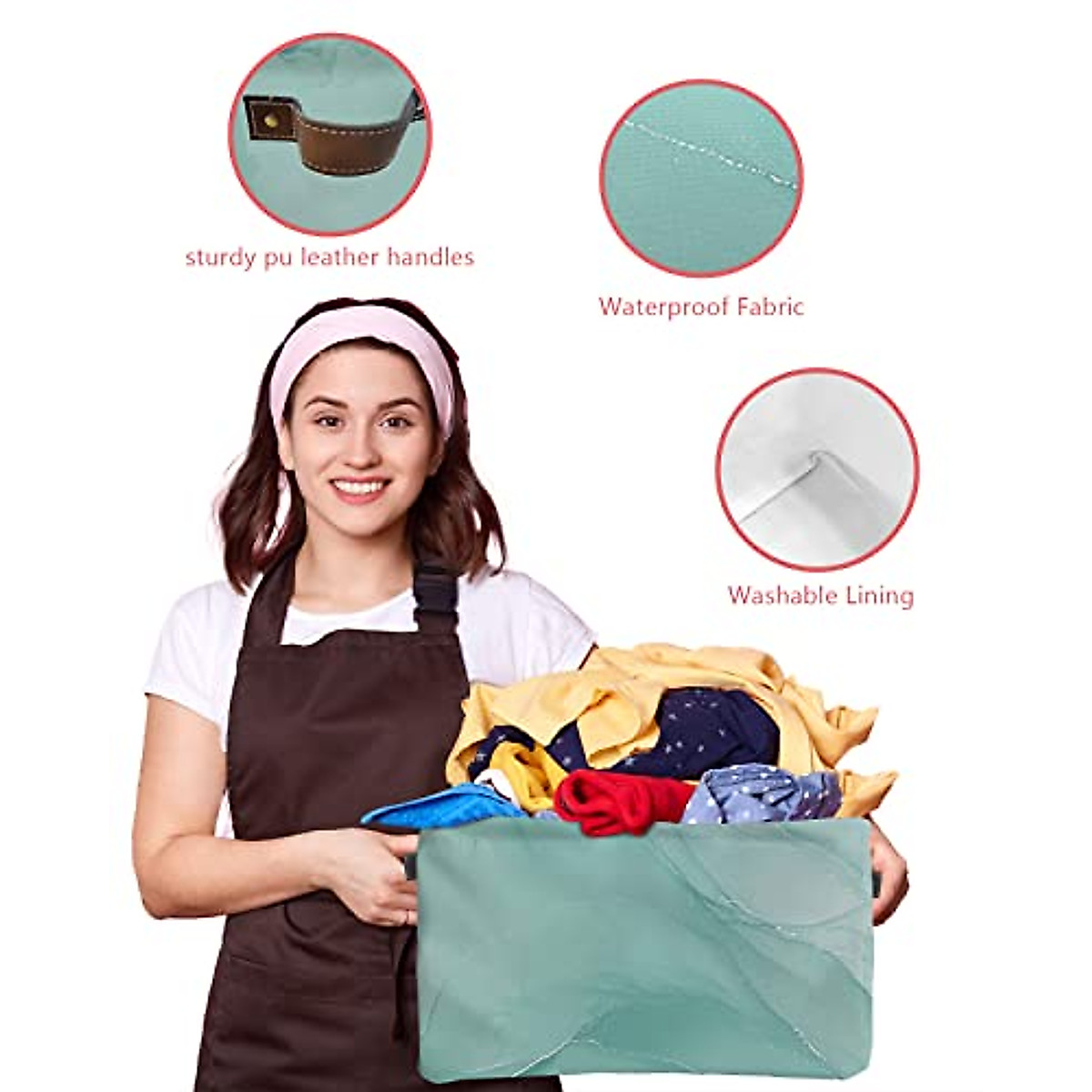 Large Storage Baskets Bins Green Marble Collapsible Storage Box Laundry Organizer for Closet Shelf Nursery Kids Bedroom Aqua Nature Stone Agate