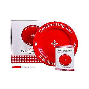 Celebrating You Red Plate in custom Gift Box. Birthday Plate, Mother’s Day, Wedding, Anniversary, Holiday Gift, Red Dinner Plate, Quality Personalized Special Red Plate Microwave & Dishwasher Safe