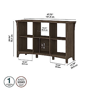 Bush Furniture Salinas Cube Shelf and Bookcase | Display Cabinet with 6 Shelves in Ash Brown | Modern Storage Cabinet with Open Bookshelf for Library, Office, Living Room, Bedroom and More