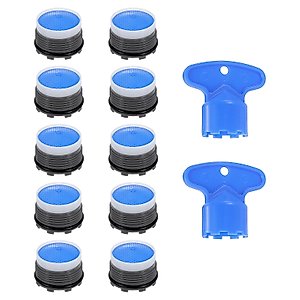 uxcell 10Pcs 18.5mm Cache Faucet Aerator with 2Pcs Removal Wrench Tool, Faucet Replacement Parts, Water Saving Flow Restrictor Set Replacement Parts for Kitchen Bathroom Sink