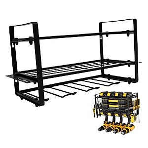 OKUMEYR Garage Organizer Wall Mount Screwdriver Storage Shelves Garage Tool Organizer Workshop Storage Rack Multifunctional Storage Rack Drill Holder Tools Shelves Carbon Steel