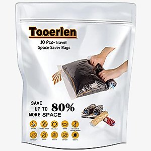 Space Saver Bags for Travel 10 Pack Compression Bags for Travel -Travel Accessories- Vacuum Bags for Travel No Vacuum Pump Needed, Roll-up Vacuum Storage Bags for Travel and Luggage Packing-Organizers