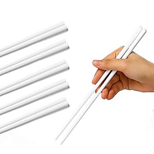 LEETOYI Ceramic Chopsticks Set of 5, Porcelain Chinese Chopsticks Easy To Clean, 9.6-Inch (White)