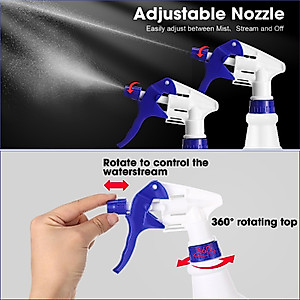 16 oz Plastic Spray Bottle for Cleaning Solutions, Spray Bottles Bulk Empty and Reusable Leak Proof Spraying Bottles for Cleaning, Water, Auto Details, Commercial, Bathroom, Kitchen(Black, White)