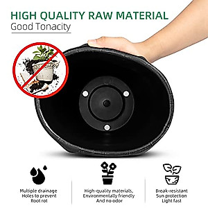 QCQHDU Plant Pots, 3 Packs 8 inch Planters with Drainage Hole Saucer, Plastic Flower Pots for Indoor Plants Retro Decorative for Outdoor Garden Container Sets(Silver-8 inch)