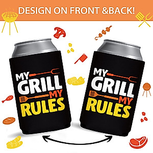 BBQ Party Decorations Can Coolers - Pop Nordic 14 Pack Funny Beer Can Sleeves Bulk, Reusable Neoprene Beer Cozy for BBQ Party Favor Supplies