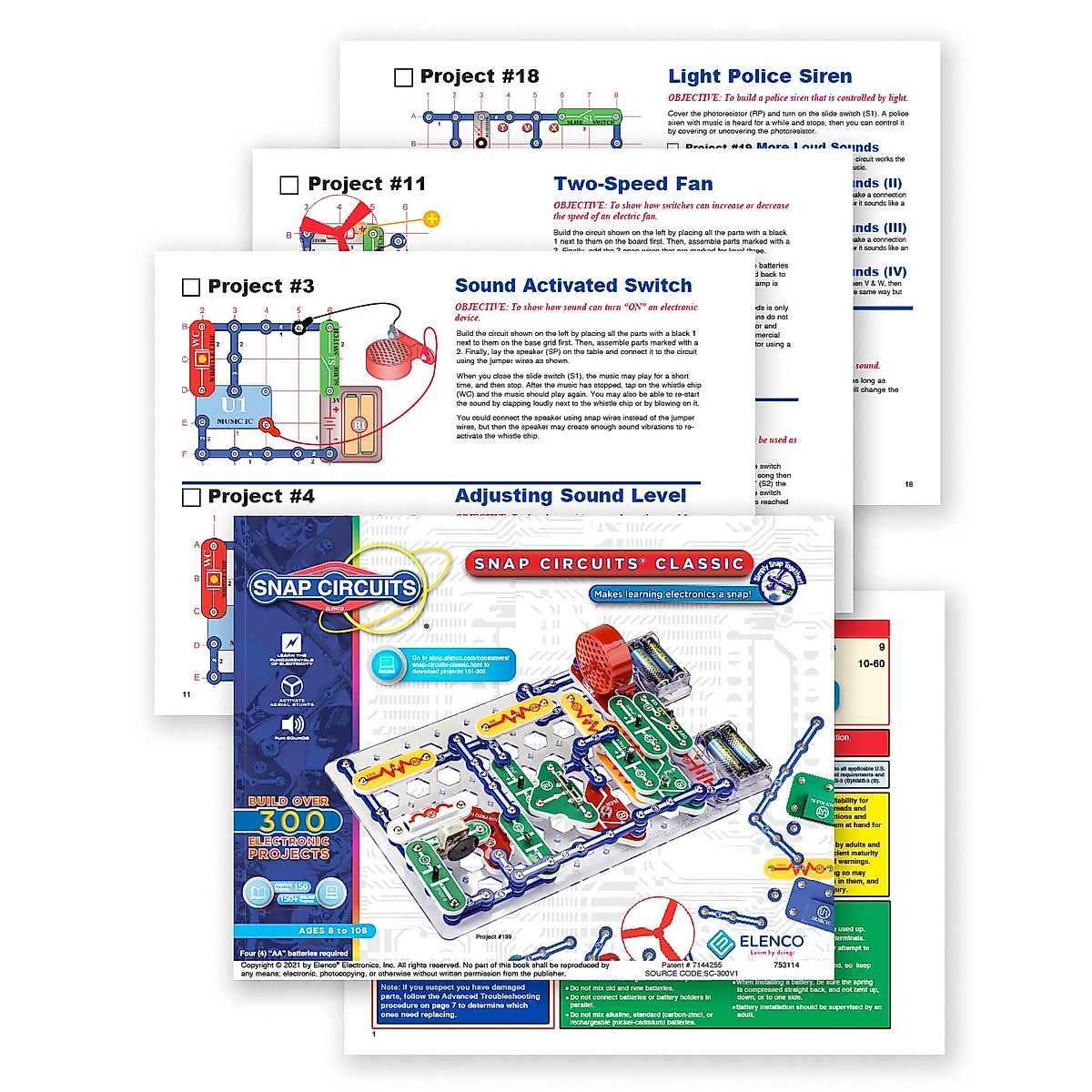 Snap Circuits Classic SC-300 Electronics Exploration Kit | Over 300 Projects | Full Color Manual Parts | STEM Educational Toy for Kids 8+ 2.3 x 13.6 x 19.3 inches
