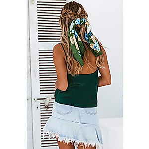 Womens Silk Spaghetti Strap Camisole Sexy Adjustable Satin Slip Soft Vest Tank Top for Women Dark Green Medium