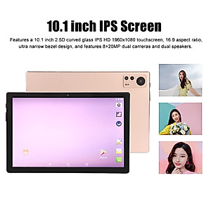 10.1 Inch IPS Tablet, 8G RAM 256GB ROM Tablet PC, 2.4 5G WiFi, 8MP 20MP Cameras, 8 Core CPU, GPS Navigation, 6000Mah Battery, Dual SIMs, for Adults Kids