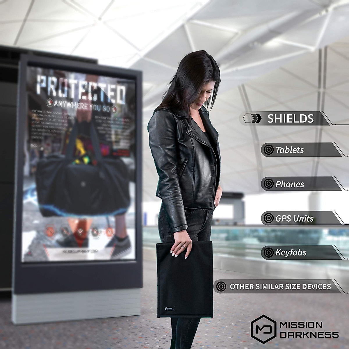 Mission Darkness Non-Window Faraday Bag for Tablets // Device Shielding for Law Enforcement & Military, Executive Privacy, Travel & Data Security, Anti-Hacking Anti-Tracking Anti-Spying Assurance