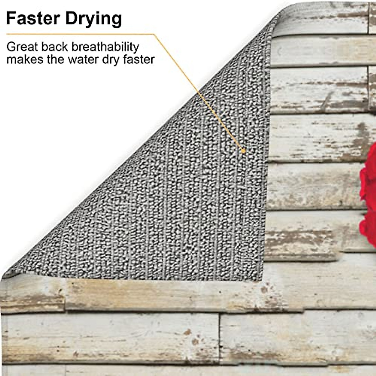 Red Heart-Shaped Roses Printed Drying Mat For Kitchen Ultra Absorbent Microfiber Dishes Drainer Mats Non-Slip Silicone Quick Dry Pad - 18 X 16inch