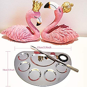 BOMJJOR Makeup Palette Stainless Steel Cosmetic Palette 6-Well with Spatula Tool for Nail Art Eye Shadow Mixing Foundation Painting Artist Mini Mixing Metal Palette (Semi-arc Palette)