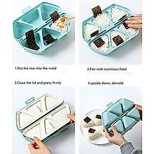 Sunormi Triangle Sushi Mold 6 at Once Cavity Press Onigiri Rice Balls Non-stick Maker Tools For Seaweed Cilantro Rice Balls
