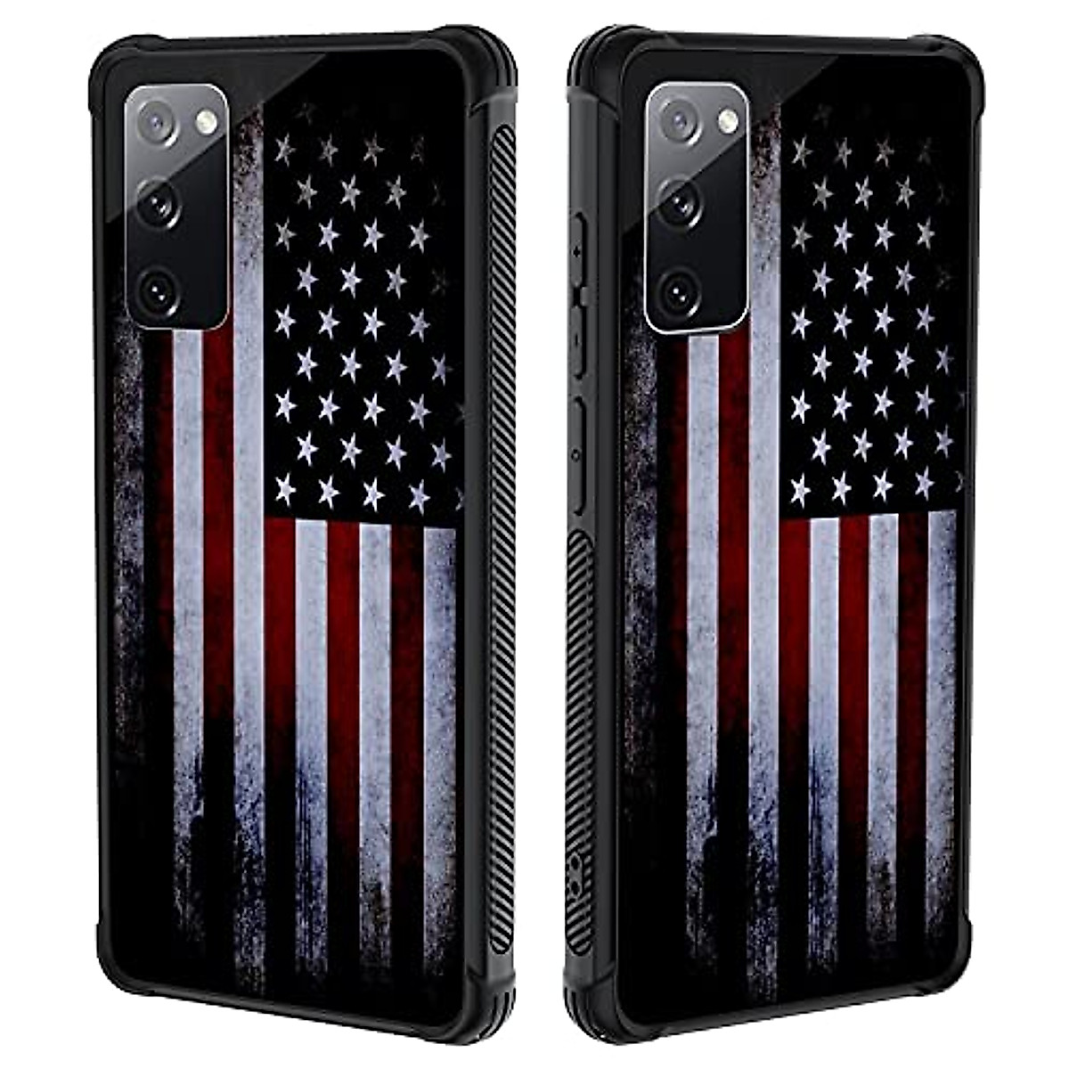 Tnarru Compatible with Samsung Galaxy S20 FE Case American Flag Pattern Hard PC Back and Soft TPU Sides Scratchproof Shockproof Protective Case for Samsung Galaxy S20 FE 5G -Black