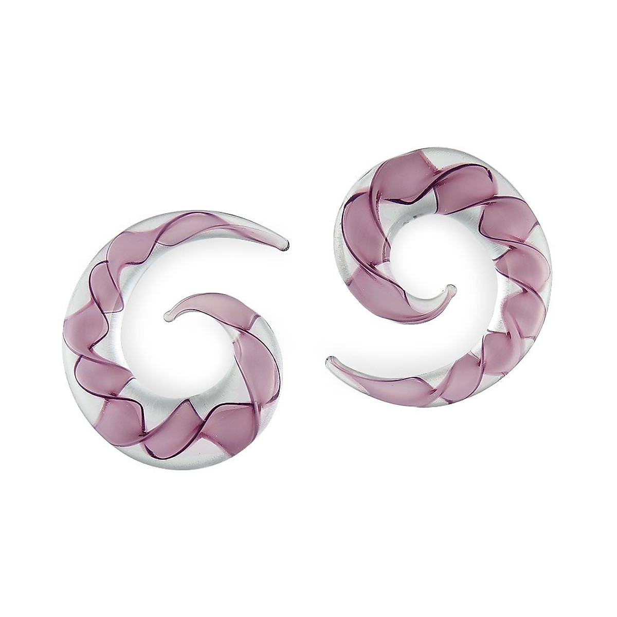 Scrap Metal 23 Pair Purple Ribbon Pyrex Glass Spiral 7/16 inch 11mm