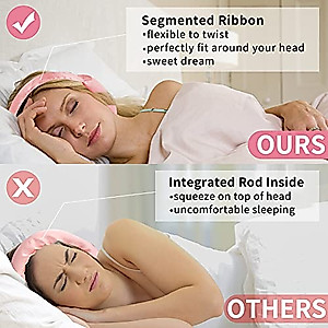 Heatless-Hair-Curler, Upgraded Segmented Design No Heat Silk Curls Headband for More Comfortable Sleep Overnight, Silk Curling Ribbon for Hair with Rubber Bands and Clips (Pink)