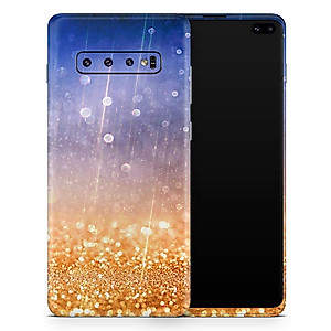 DesignSkinz Blue and Orange Scratched Surface with Glowing Gold Protective Vinyl Decal Wrap Skin Cover Compatible with The Samsung Galaxy S20 (Screen Trim & Back Glass Skin)