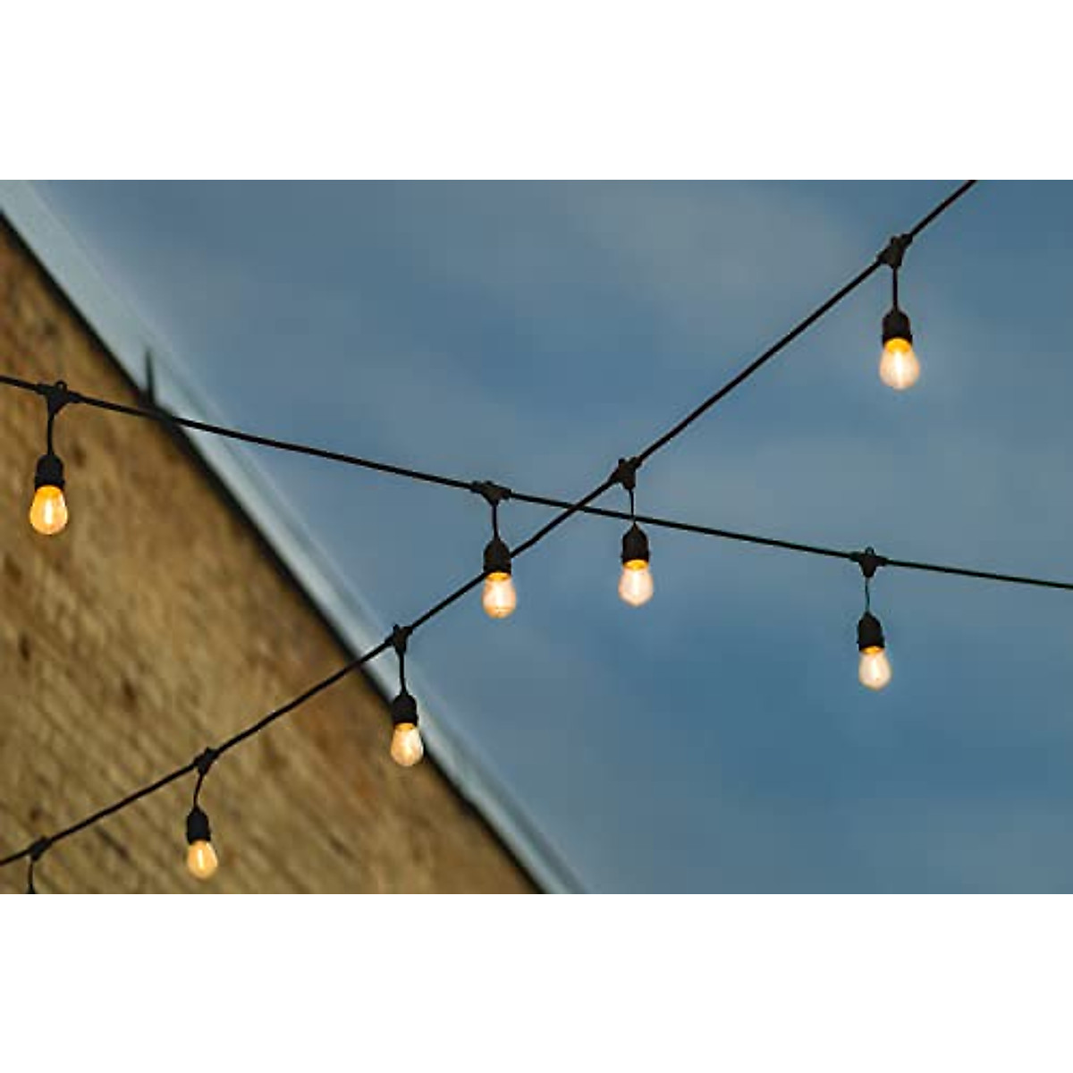 SFEG E26 Outdoor String Lights - 11W Warm White Incandescent Edison Bulb String Lights for Outside & Indoor - Dimmable Hanging Decorative Lights for Patio, Backyard, Garden, Porch, Wedding - 48-ft.