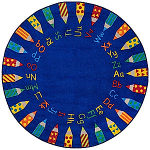nuLOOM Rainbow Alphabet Area Rug, 8' Round, Blue