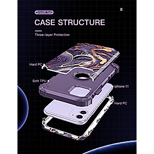 LONTECT for iPhone 11 Case Marble Shockproof Heavy Duty Rugged Durable Protective Cover Girls Women Case for Apple iPhone 11 6.1 Inch, Cobalt Purple