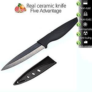 NANO ID Steak Knives Set of 6 Extremely Sharp Kitchen Ceramic Black Blade Knife