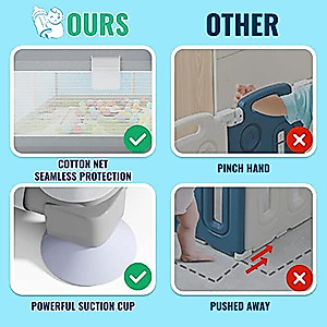 Baby Playpen 79" X 71" , LUTIKIANG Play Yard for Babies and Toddlers with Mat, Safety Extra Large Baby Fence Area, Indoor & Outdoor Kids Activity Play Center with Anti-Slip Suckers and Zipper Gate.