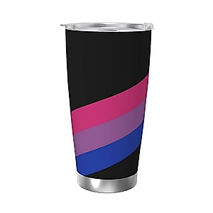 SDERDZSE Lgbtq Bisexual Pride Tumbler 20oz Coffee Cup Insulated Tumblers Stainless Steel Tumbler With Lid Coffee Travel Mug For Home Outdoor