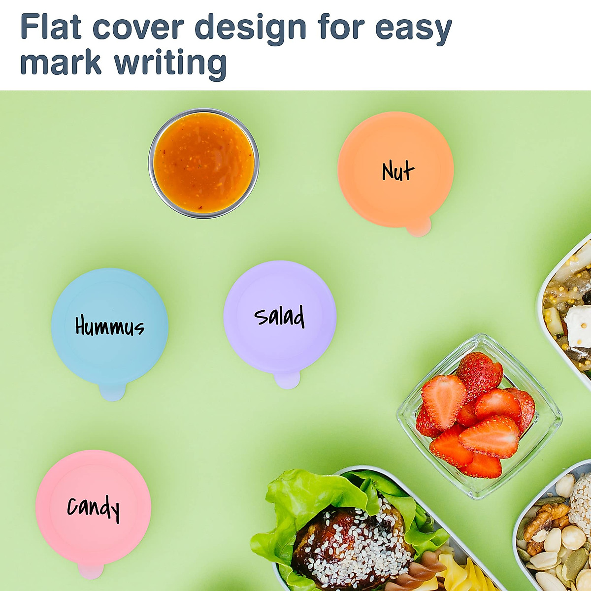 Homotte Salad Dressing Container To Go, 6x1.6 oz Small Containers with Lids, Reusable Sauce Containers for Lunch Box, 18/8 Stainless Steel Condiment Cup, Easy to Open, Leakproof Dipping Sauce Cups