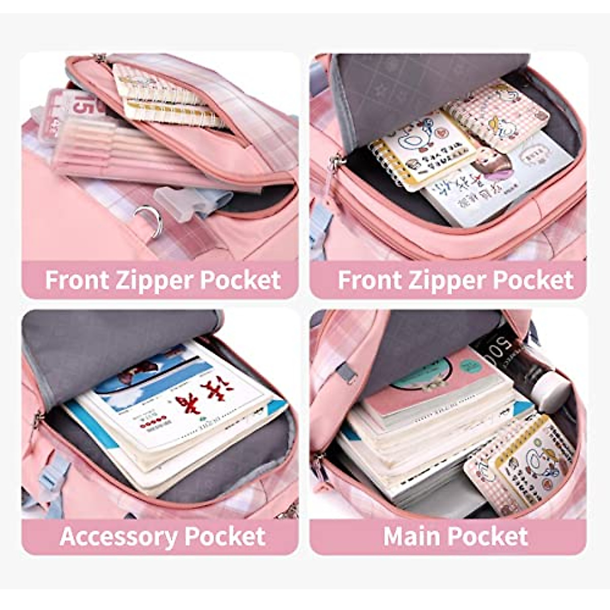 MeganJDesigns Cute Aesthetic Backpack for Teens Girls Boys College High Middle School Student Lightweight Book Bag Casual Kawaii Daypacks (E-Black Aesthetic Backpack)