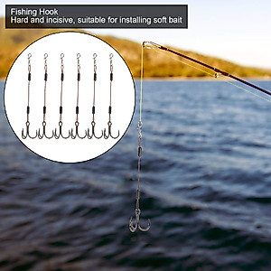 Natudeco No. 6 Triple Fishing Hooks, 6Pcs Tackle Treble Hooks Kit Reusable Barracuda Hook with Barbed Tips for Catching Barracuda and Other Large Fish