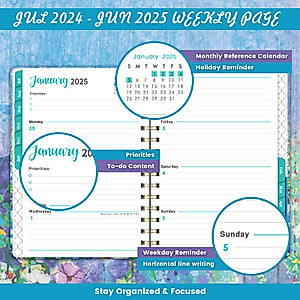 2024-2025 Planner - 2024-2025 Planner Weekly and Monthly, JUL 2024 - JUN 2025, 6.4" x 8.5", Calendar 2024-2025 Planner with Monthly Tabs, Sturdy Cover, Premium Paper, Back Pocket, Strong Twin-wire