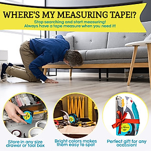 Where's My Tape Measure? 10ft Tape Measures Retractable – 3 Pack Small Measuring Tapes – Retractable, Fractions, Easy to Read and Easy to Find!