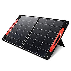 DNA MOTORING Foldable Solar Panel 100W Power Supply for RV Outdoors Camping Travel Home Emergency, with Kickstands,TOOLS-00285,Black/Red