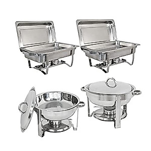 MAXCBD Stainless Steel 2 Pack 8 Quart Chafing Dish 5 Quart Tray Buffet Catering Chafers