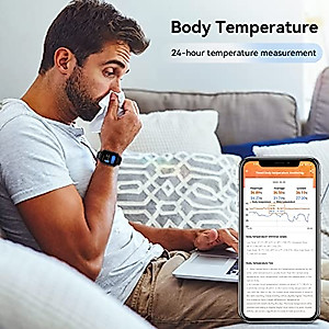 Smart Watch with Bluetooth Call ( Answer/Make Call) for Women Men, Health Watch with Body Temperature, Blood Pressure, Heart Rate, Sleep Monitor, IP68 Waterproof Fitness Tracker for Android iOS Phones