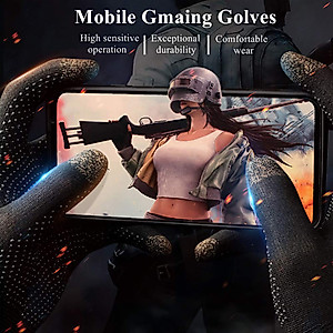 Rakizbe Gaming Gloves for Touchscreen, High-Sensitive Anti-Sweat Breathable Seamless Game Gloves for PUBG Mobile/Knives Out/Rules of Survival