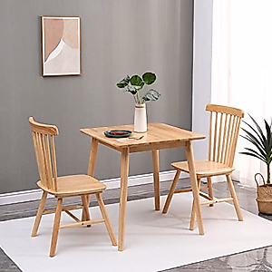 OGMILL 27.6" Small Square Wooden Dining Table for 2, Kitchen Dinner Table Rustic Wood Dining Table Mid Century Modern Farmhouse Table with Solid Wood Leg for Small Spaces