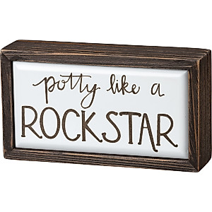 Primitives by Kathy Box Sign Potty Like A Rock Star Home Decor