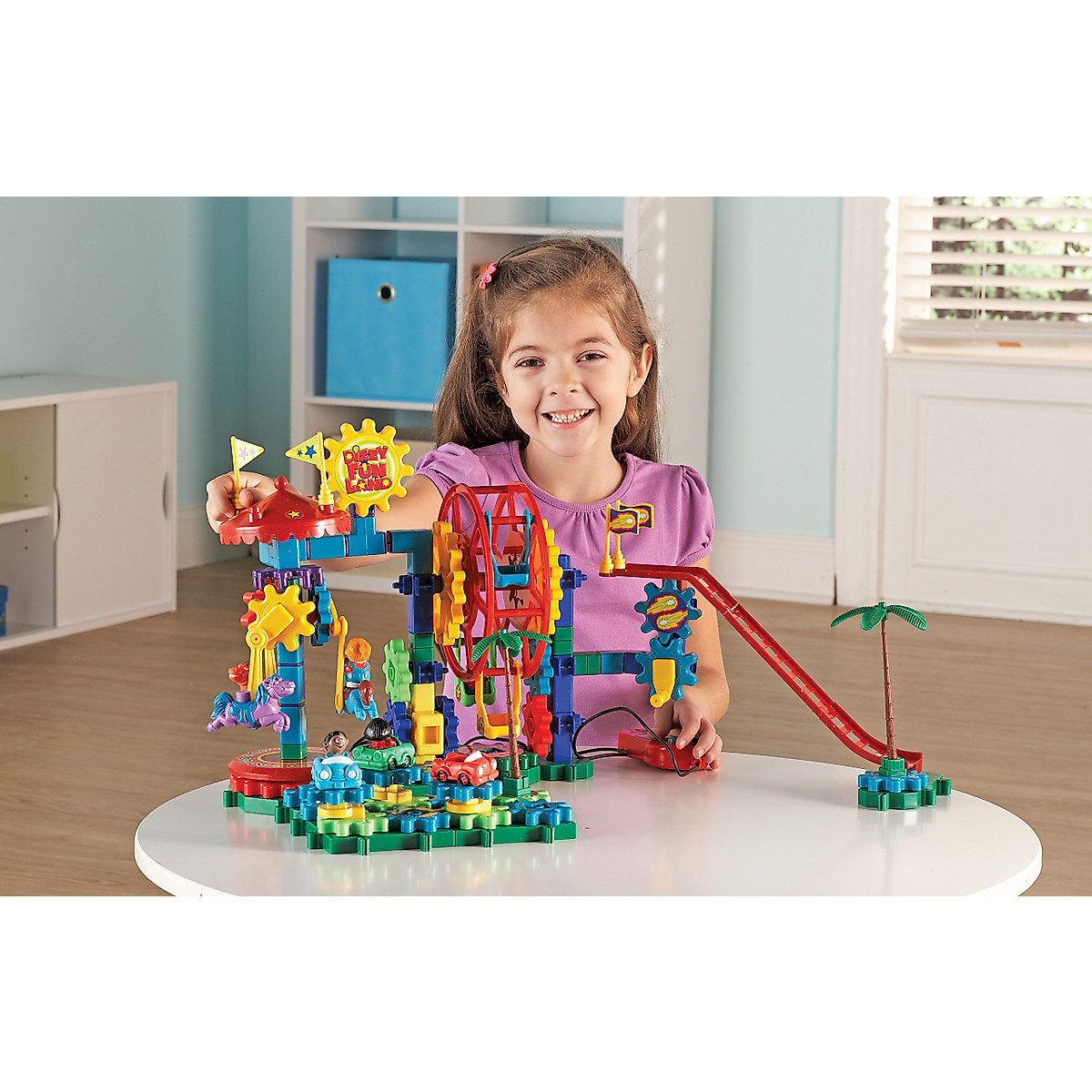 Learning Resources Gears! Gears! Gears! Dizzy Fun Land, Motorized Gears Toy Set, Gears for Kids, Engineering for Kids, Puzzle, 120 Pieces, Ages 5+
