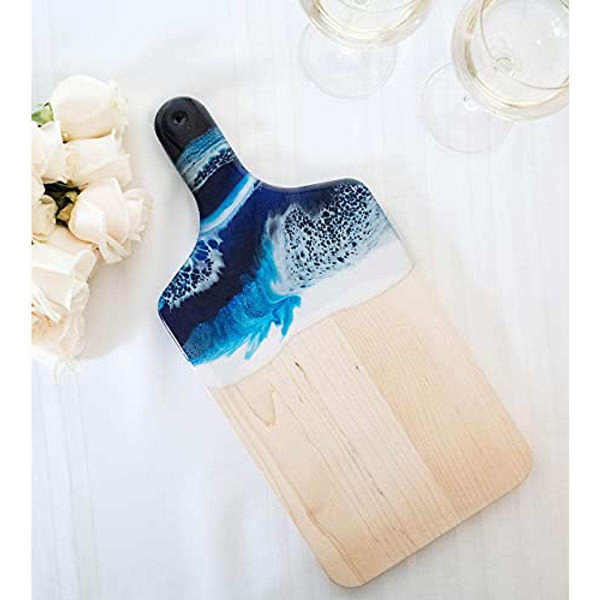 Ocean Theme Wood Cutting Board with handle or Cheese Serving Board Party Tray Coastal Decor