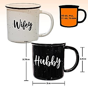 MAINEVENT Wifey Hubby Mugs Set of 2 Coffee Mug, Bride Groom Mug Set Wedding Gift to Give, Couples Coffee Mug Set Quote, Newlywed Coffee Mugs Gift Set, Mr Mrs Mugs for Married Couple