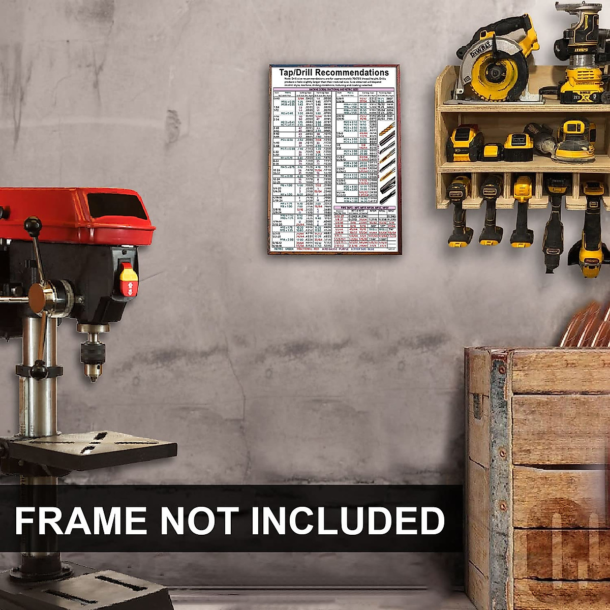 KING PRINT Tap Drill Knowledge, Tap Drill Recommendations Chart Poster with Machine Screw, Fractional and Metric Sizes Poster Wall Art Hanging for CNC Shop, Garage, Toolbox Unframe Poster (18x24)