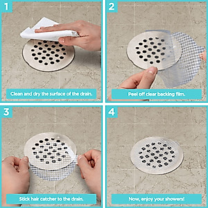 Aire Allure, 25 Pack, Disposable Shower Drain Hair Catcher Mesh Stickers